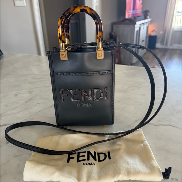 Fendi | Bags | Authentic Black Fendi Sunshine Mini Shopper Tote Bag ...